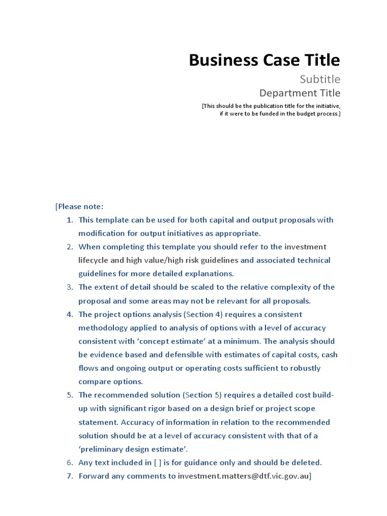 Business Case Template | PDF | Cost–Benefit Analysis | Net Present Value