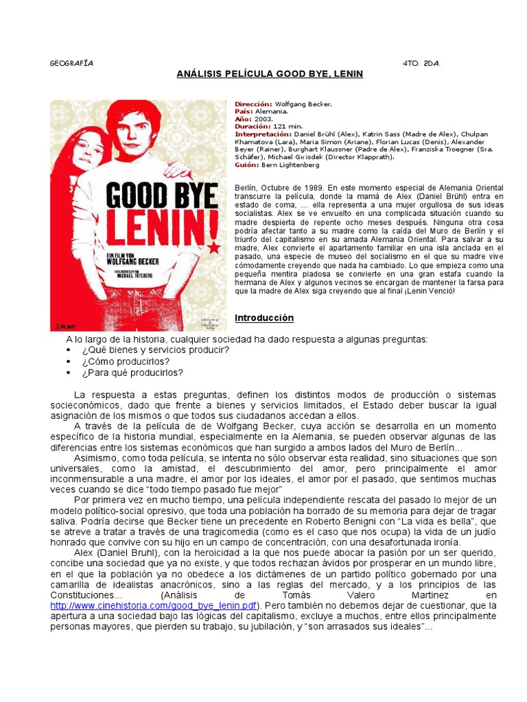 Good Bye Lenin Analisis Pelicula | Alemania del Este | Alemania