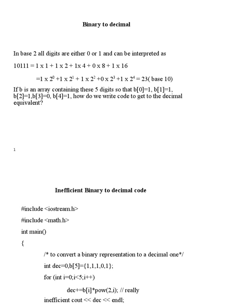 Binary To Decimal | PDF | Integer (Computer Science) | Theoretical Computer Science