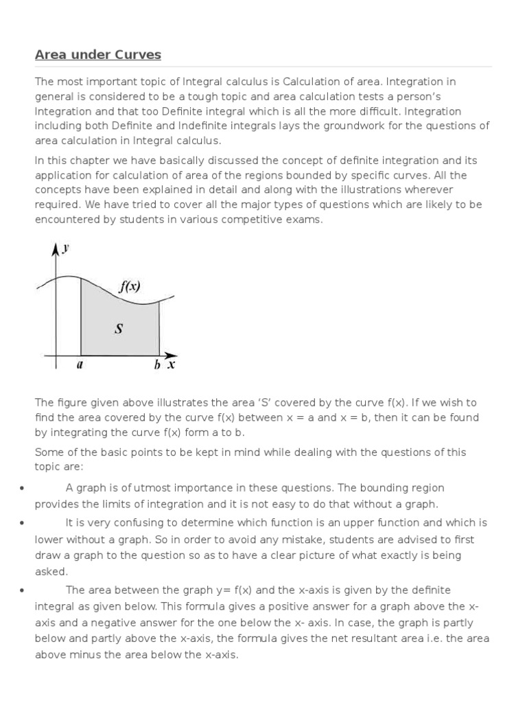 Area Under Curves | PDF | Integral | Cartesian Coordinate System