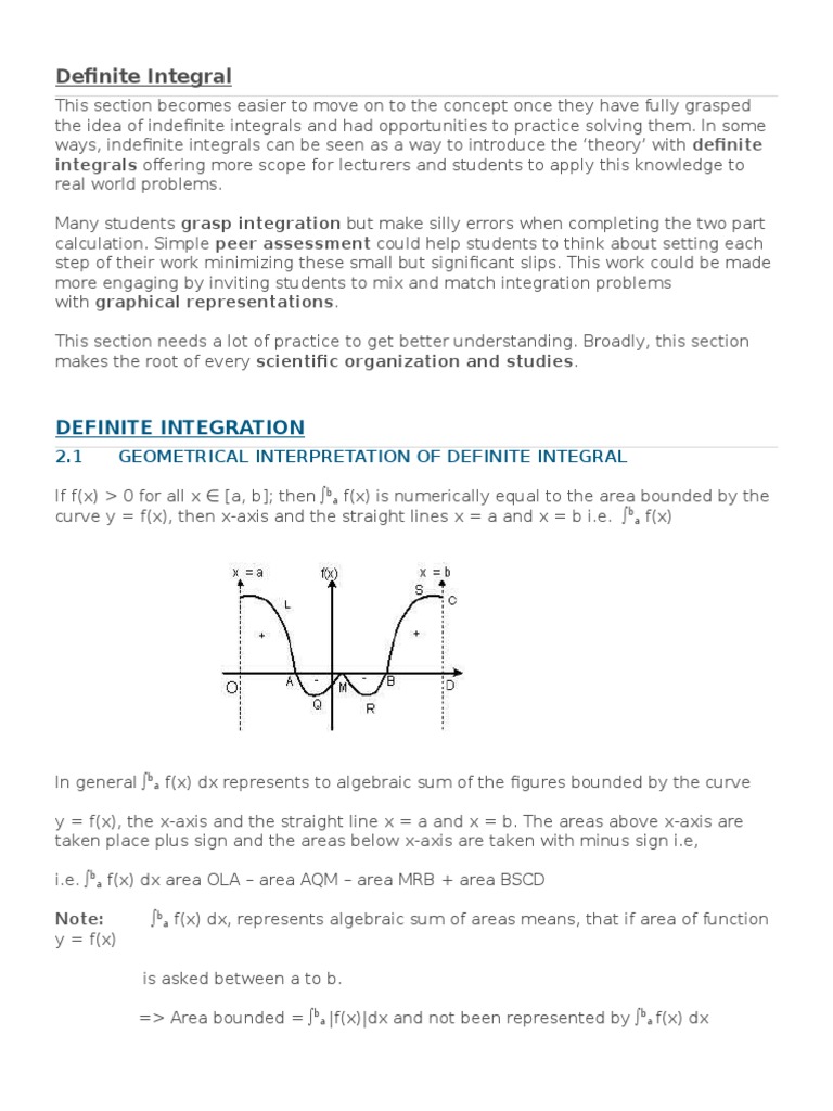 Definite Integral | PDF | Integral | Area
