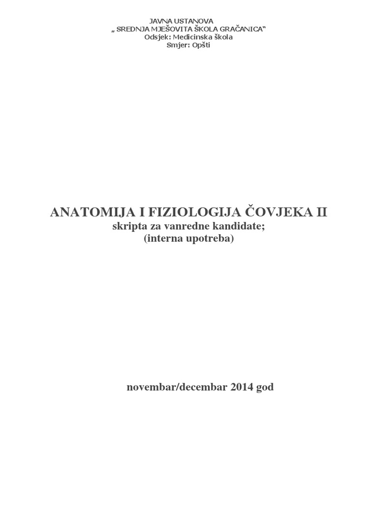Anatomija I Fiziologija Covjeka | PDF