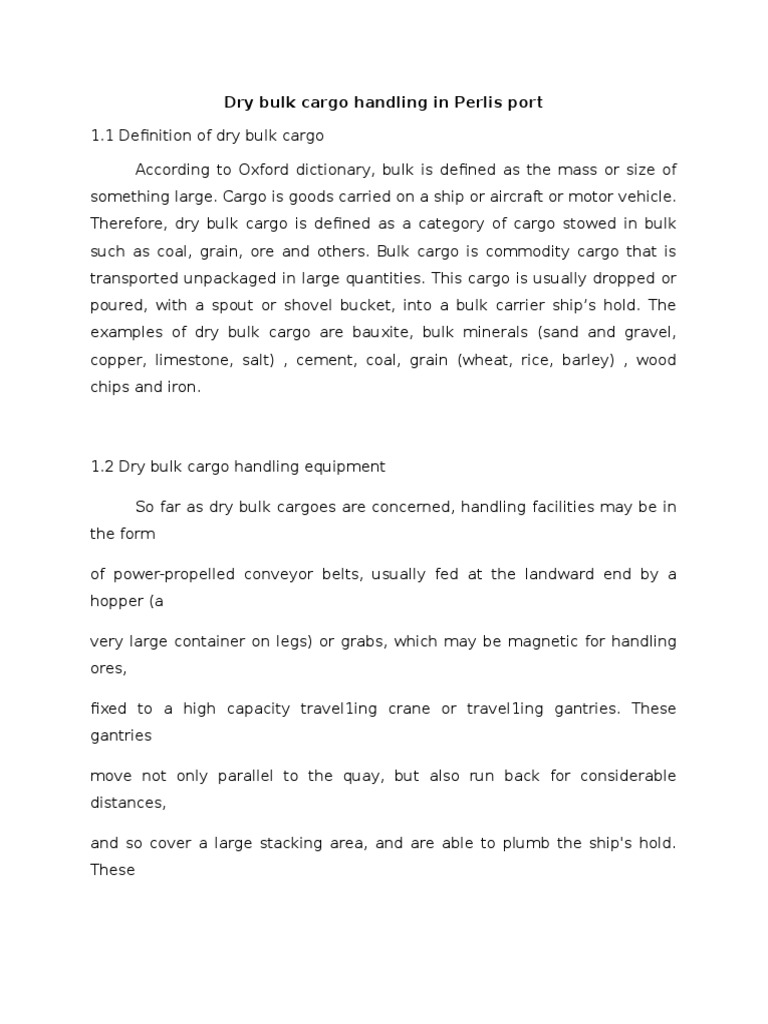 Dry Bulk Cargo Handling at Perlis Port | PDF | Cargo | Shipping
