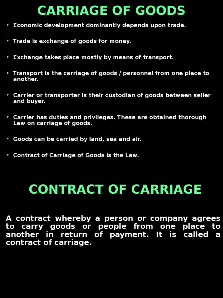 Carriage of Goods | PDF | Common Carrier | Cargo