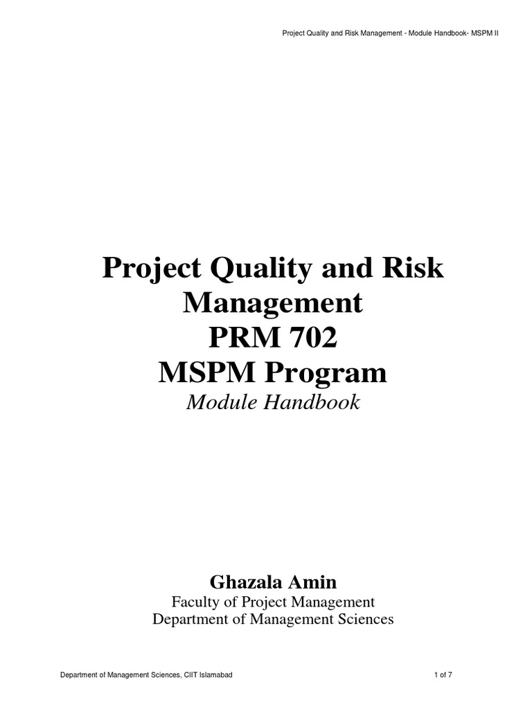 Project Quality & Risk Management-Manual | PDF | Iso 9000 | Quality ...