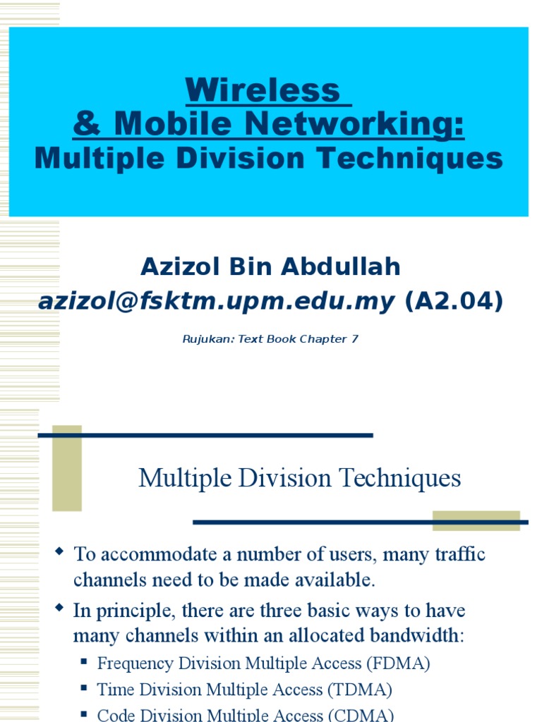 Wireless & Mobile Networking:: Multiple Division Techniques | Download Free PDF | Code Division ...