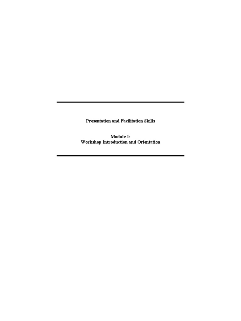 Presentation and Facilitation Skills Module 1: Workshop | PDF | Brainstorming | Change