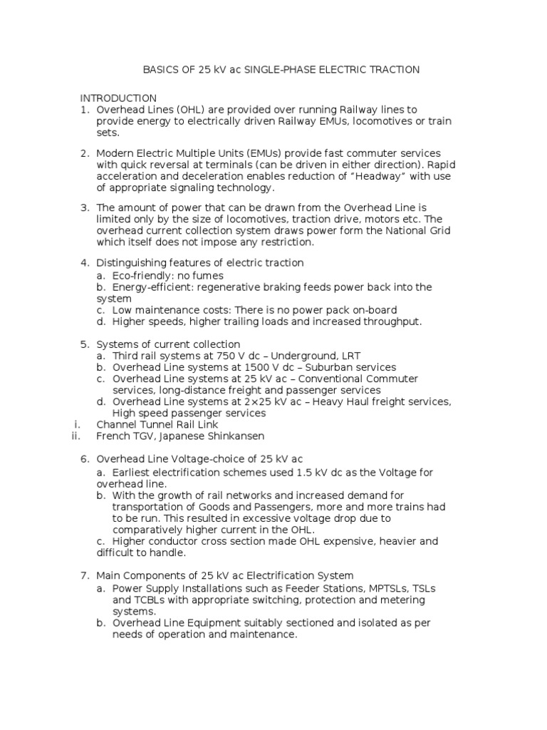 Overview of 25 kV AC Electric Traction | PDF | Rail Transport ...