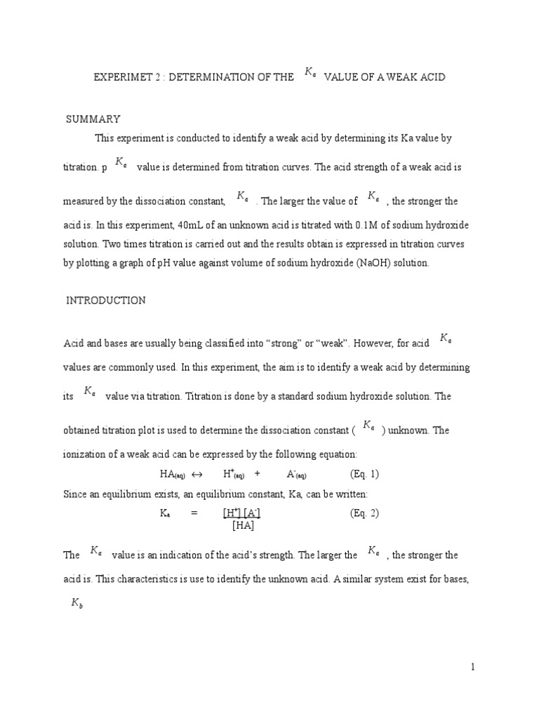 Lab Report Experiment 2aaa - Edit | PDF | Acid Dissociation Constant | Ph