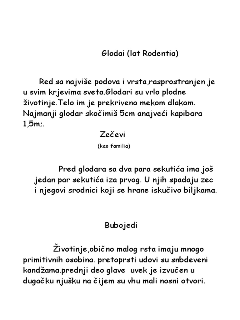 Glodari Zčevi Bubojedi | PDF