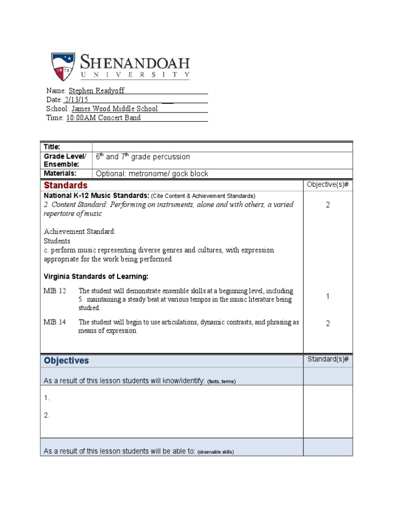 Lesson Plan Example | PDF | Rubric (Academic) | Lesson Plan