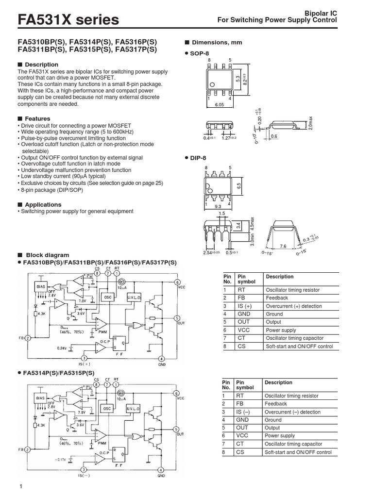 FA5311 Integrado Paresido Al Ka7553 | PDF | Electronic Oscillator | Mosfet