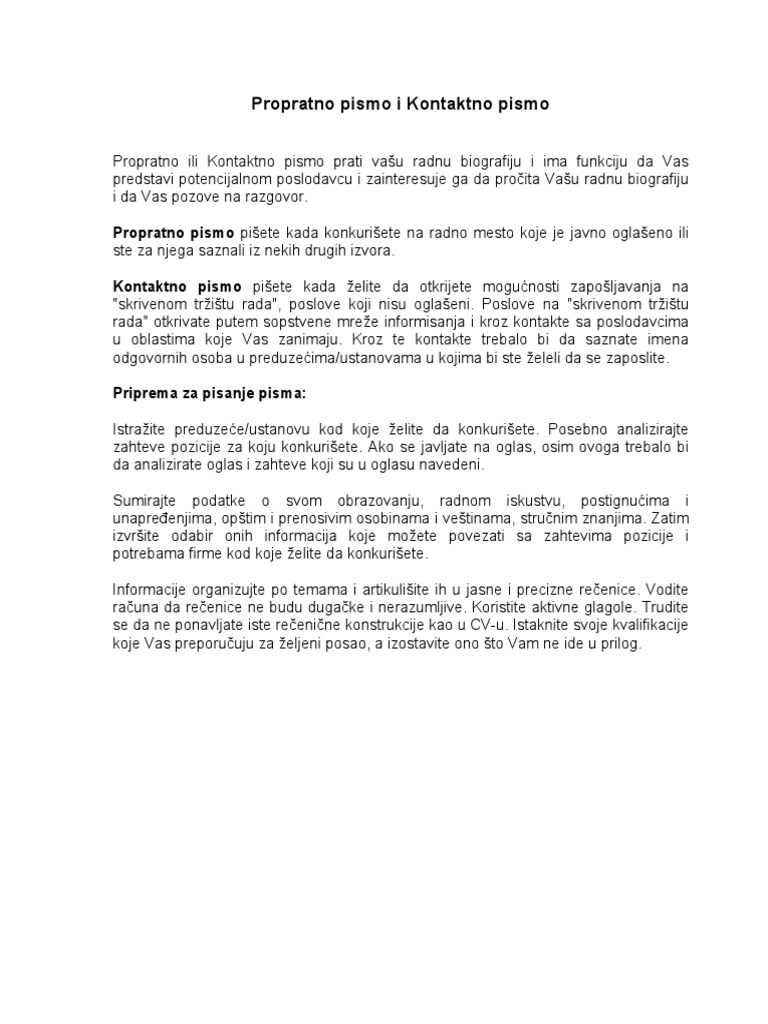 Propratno Pismo | PDF