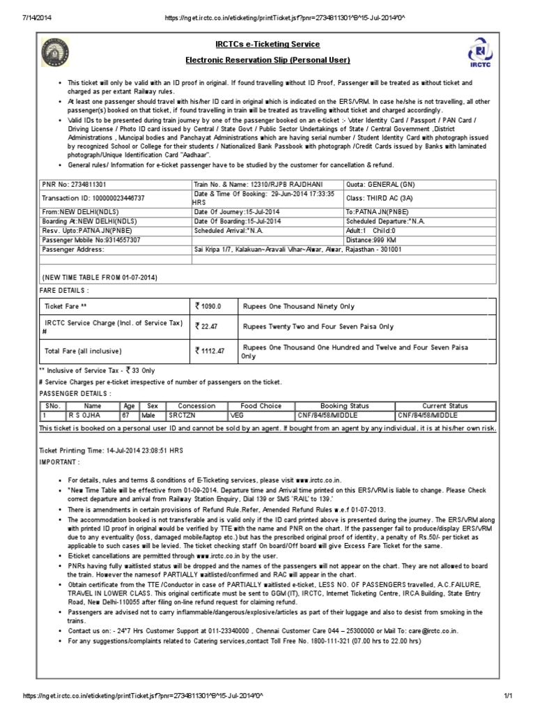 IRCTC e-Ticketing Guidelines and Details | PDF | Identity Document ...