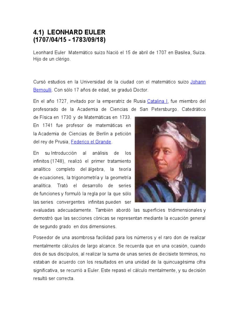Leonhard Euler | PDF | Leonhard Euler | Enseñanza de matemática