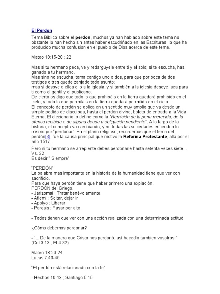 Tema El Perdon | PDF | Perdón | espíritu Santo