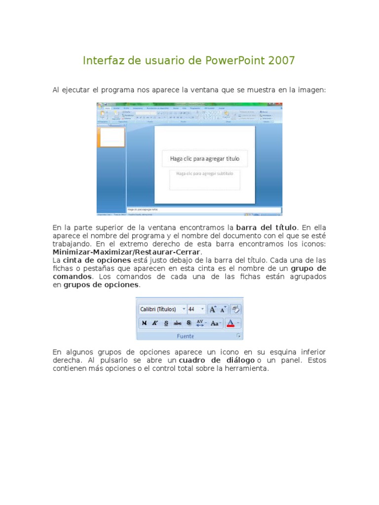 Interfaz de Usuario de PowerPoint 2007 | PDF