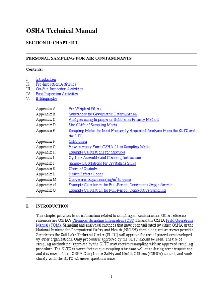 PERSONAL SAMPLING FOR AIR CONTAMINANTS - Sesión II - 3 Capitulos | PDF ...