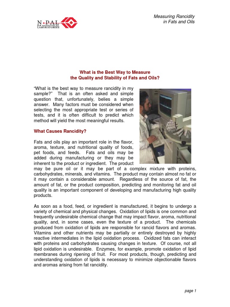 Measuring Rancidity in Fats and Oils | PDF | Lipid Peroxidation | Lipid