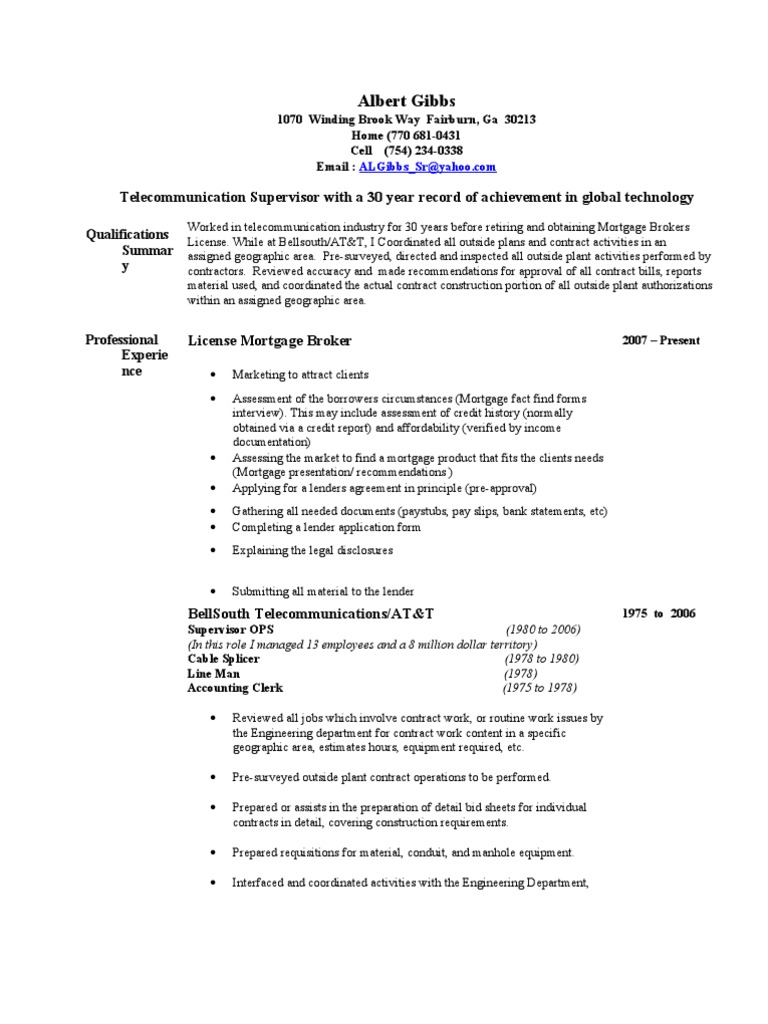 Algibbsresume (1) - For Merge | PDF | Mortgage Broker | Credit History