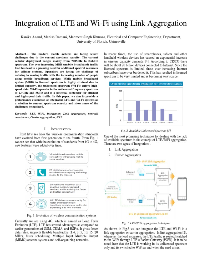 Integration of LTE and Wi-Fi Using Link Aggregation | PDF | Wi Fi | Lte ...