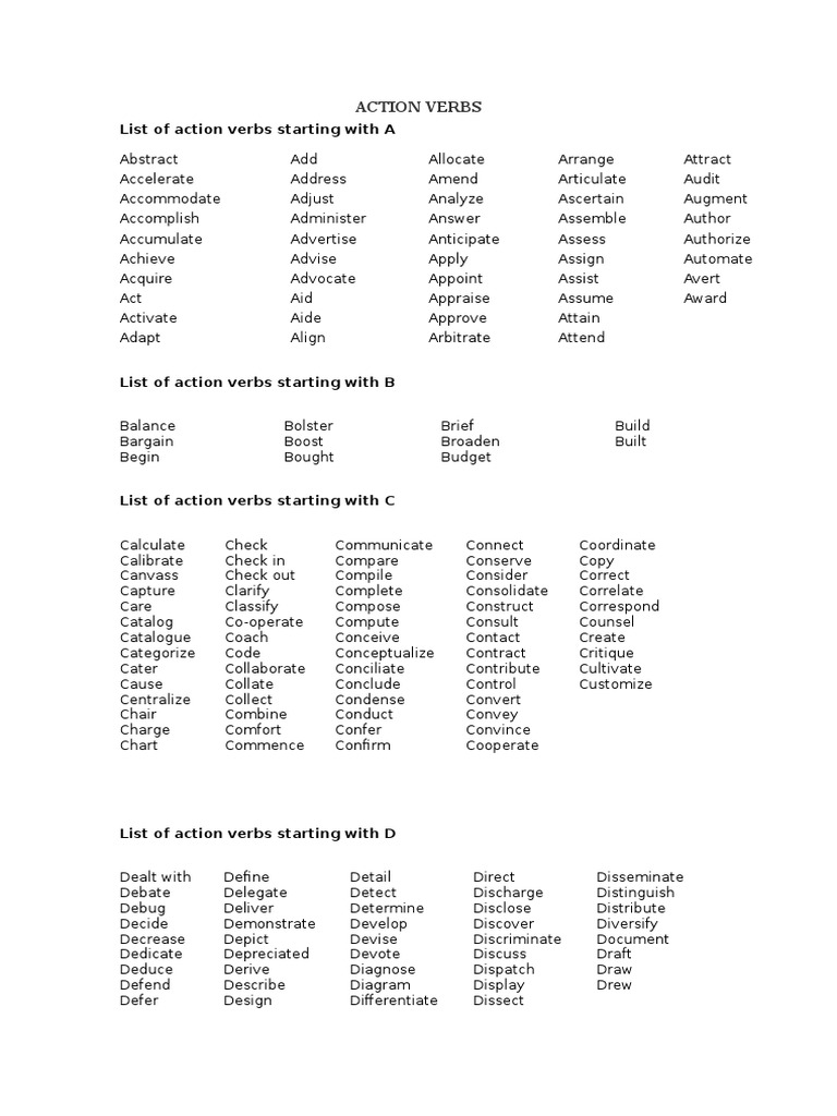 Action and Non Action Verbs | PDF | Business