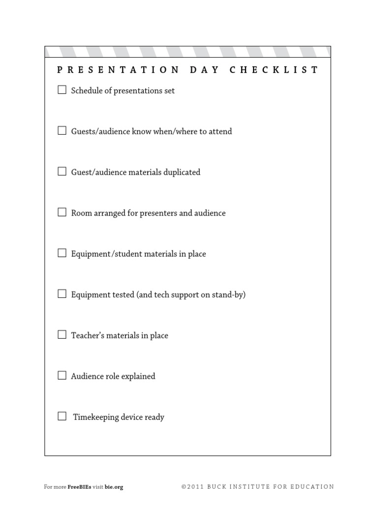 Freebies Presentation Day Checklist | PDF | Foreign Language Studies
