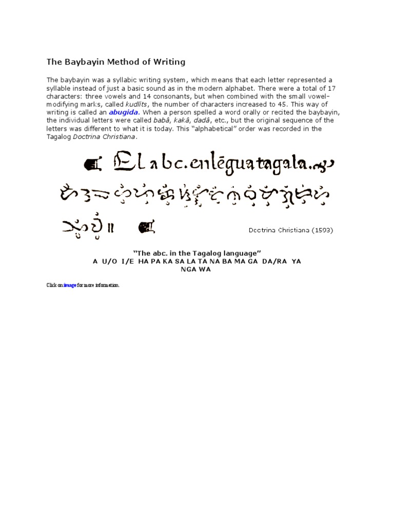 The Baybayin Method of Writing: Abugida | PDF | Language Arts & Discipline