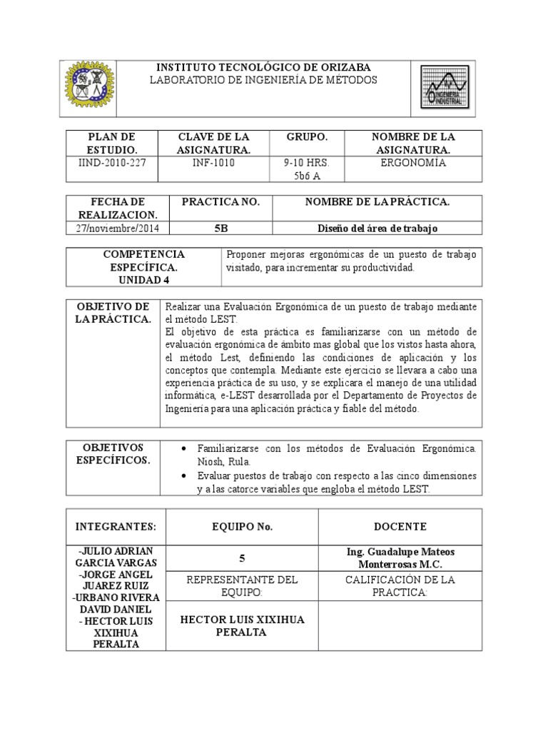 Método Niosh | PDF | Factores humanos y ergonomía | Software