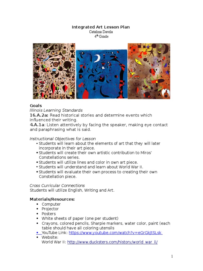 EE 344 Integrated Art Lesson Plan | PDF | Attack On Pearl Harbor ...