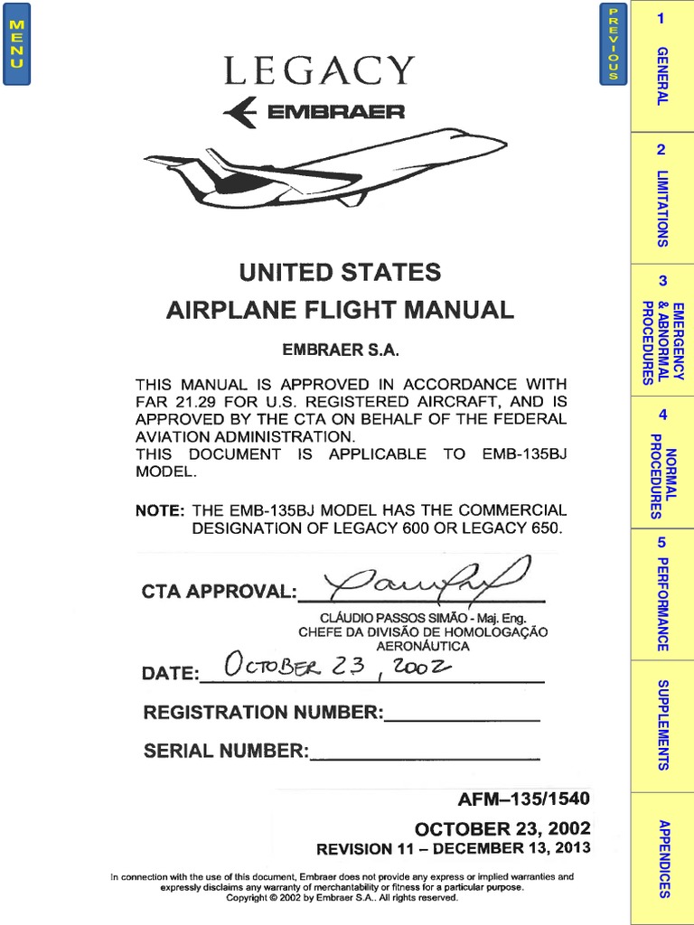 Afm135 1540 04 Faa Rev11 Full | PDF | Flap (Aeronautics) | Takeoff