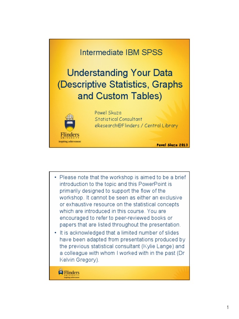 SPSS Intermediate Understanding Your Data | PDF | Mean | Median