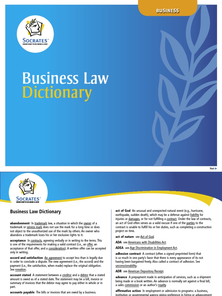 Business Law Dictionary | PDF | Bankruptcy | Credit (Finance)
