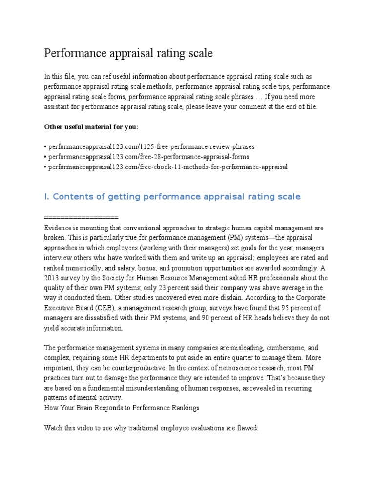 Performance Appraisal Rating Scale | PDF | Mindset | Performance Appraisal