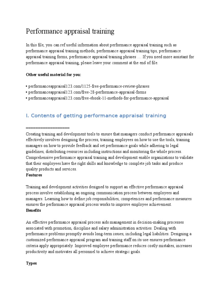 Performance Appraisal Training | PDF | Performance Appraisal | Employment