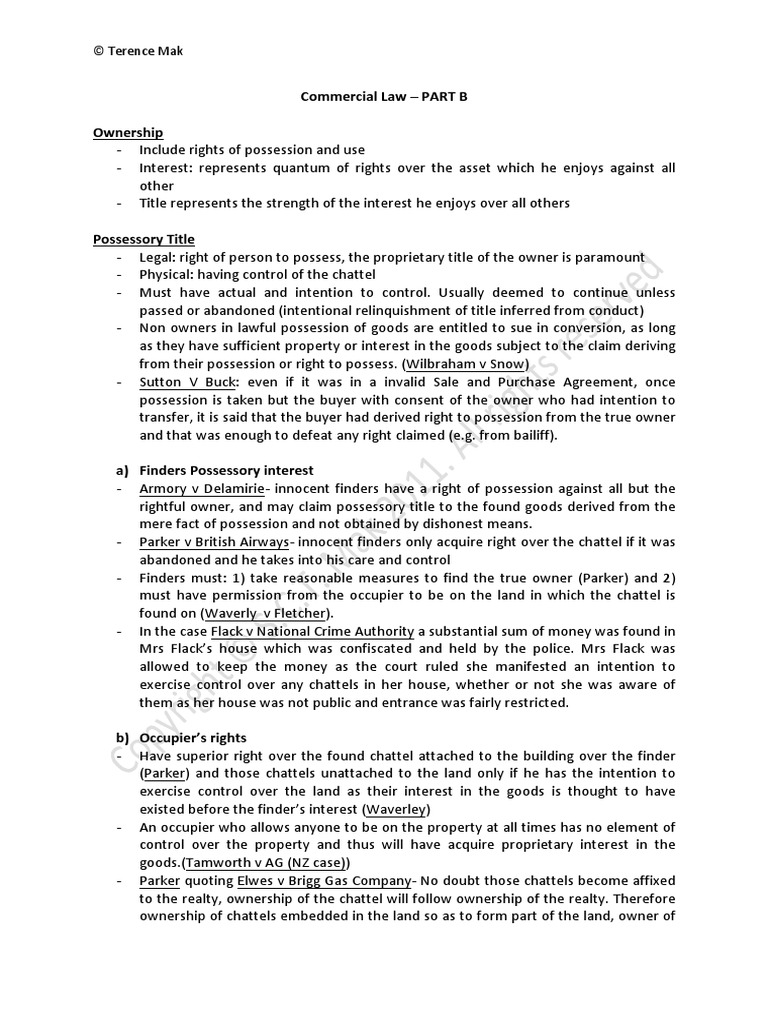 Commercial Law Conversion Part B | Download Free PDF | Assignment (Law ...