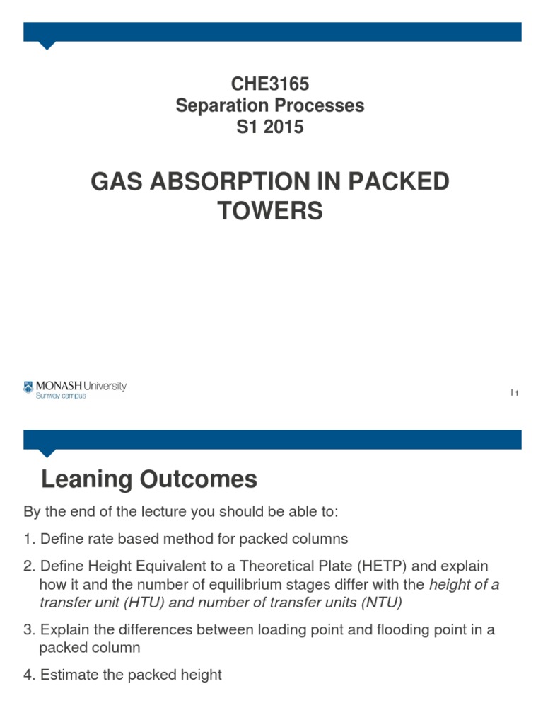 Gas Absorption In Packed Tower S1 2015 Note Pdf Analytical