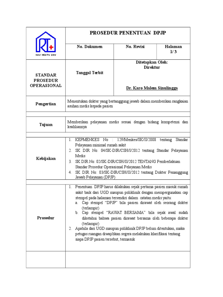 Sop Penentuan DPJP | PDF