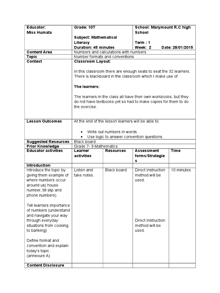 Number Formats and Conventions in Grade 10 | PDF | Textbook | Quality ...