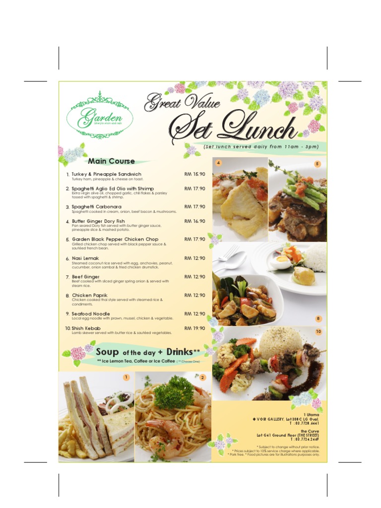 New Set Lunch Flyer - 140110 | PDF | Cuisine | Cooking