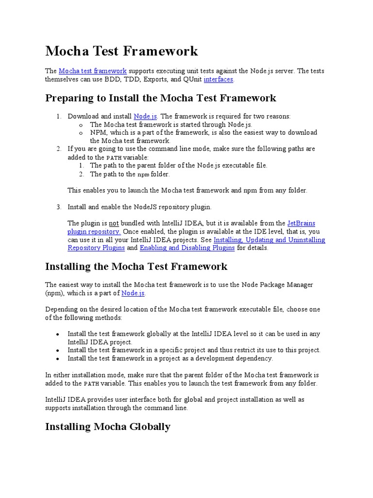 Preparing To Install The Mocha Test Framework | PDF | Command Line ...