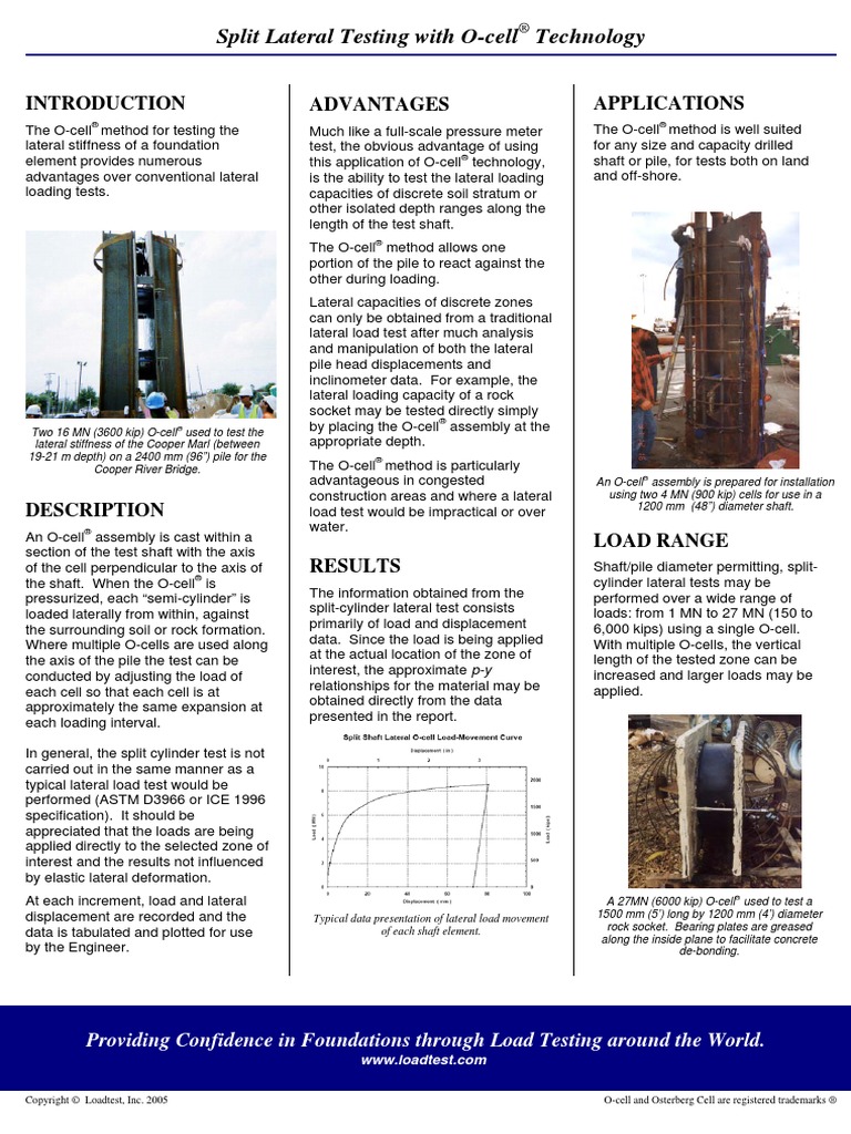 Split Cylinder Lateral O-Cell Testing | PDF | Deep Foundation ...