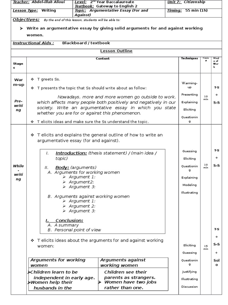 Argumentative Essay on Working Women | PDF | Essays | Epistemology