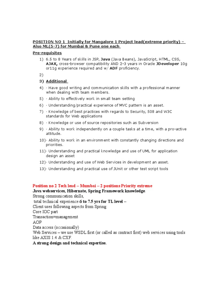 Java Developer Profile | PDF | Spring Framework | Oracle Database