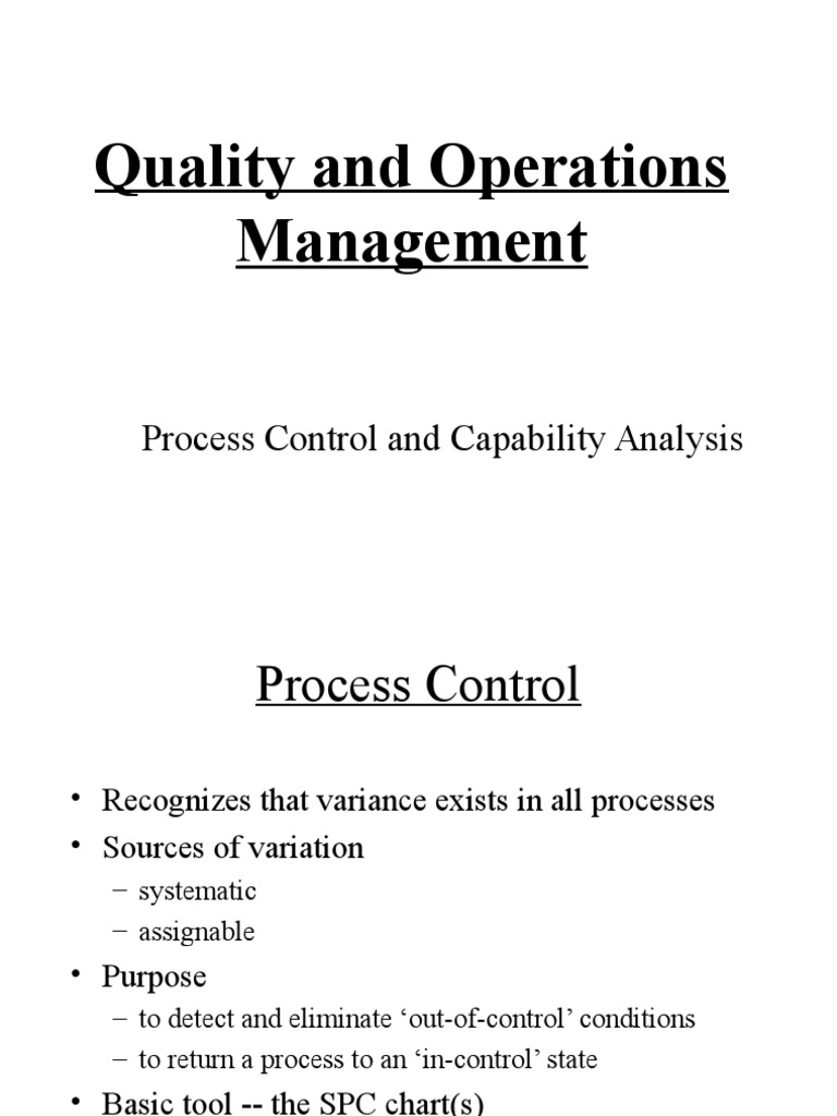 Quality and Operations Management: Process Control and Capability Analysis | PDF | Standard ...
