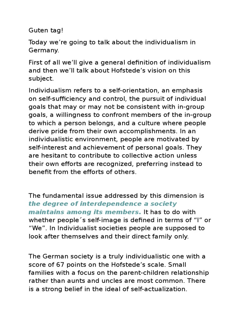 German Individualism Explained | PDF | Individualism | Germany