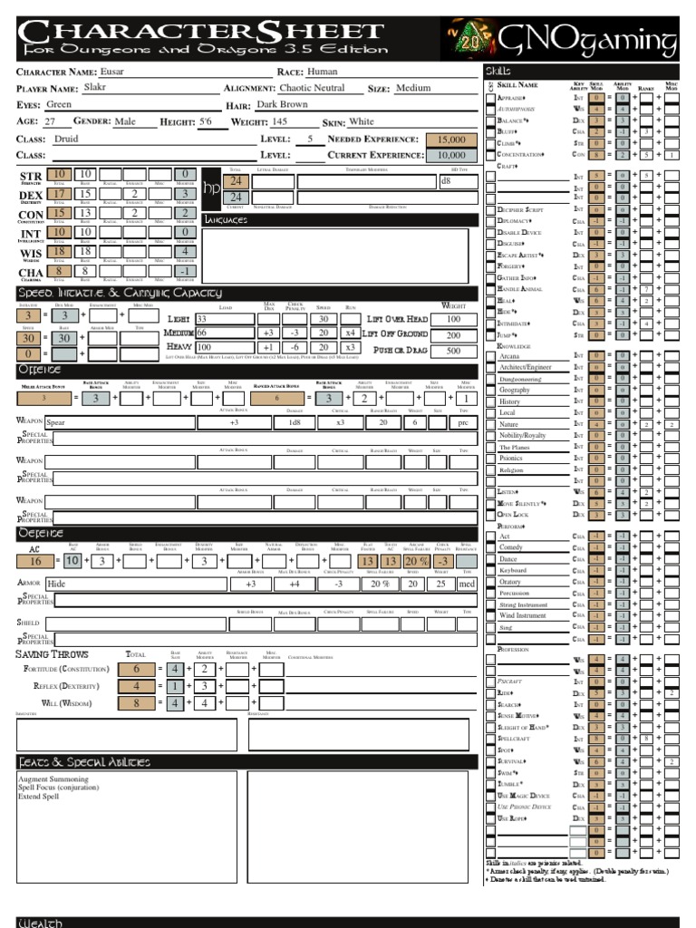 Character Sheet | PDF