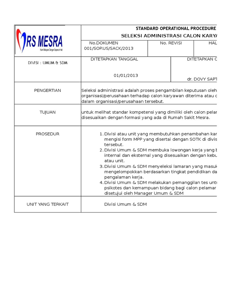 Sop HRD | PDF | Karier & Perkembangan