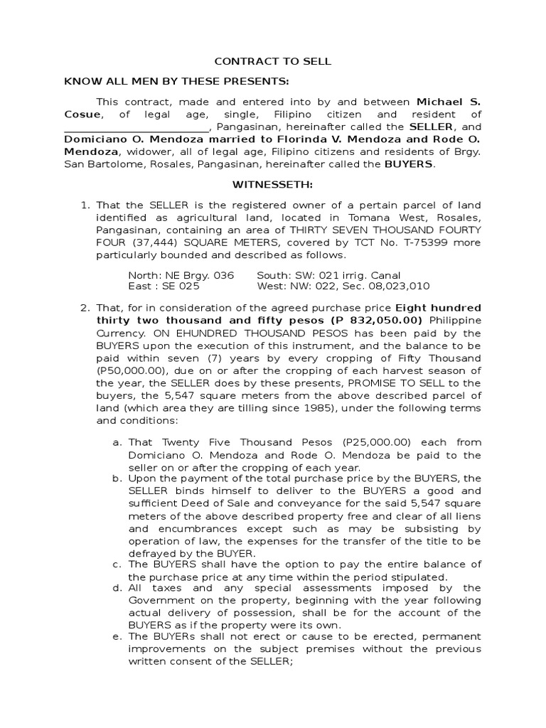 Contract to Sell | Conveyancing | Property Law