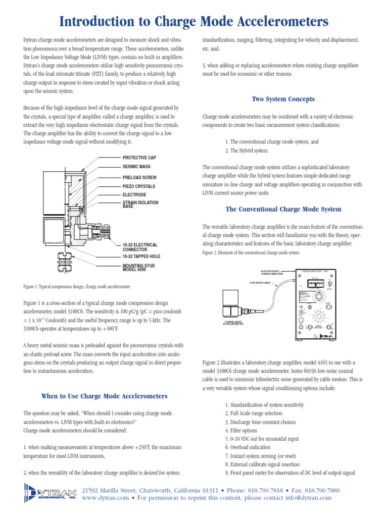 Introduction To Charge Mode Accelerometers | PDF | Amplifier ...